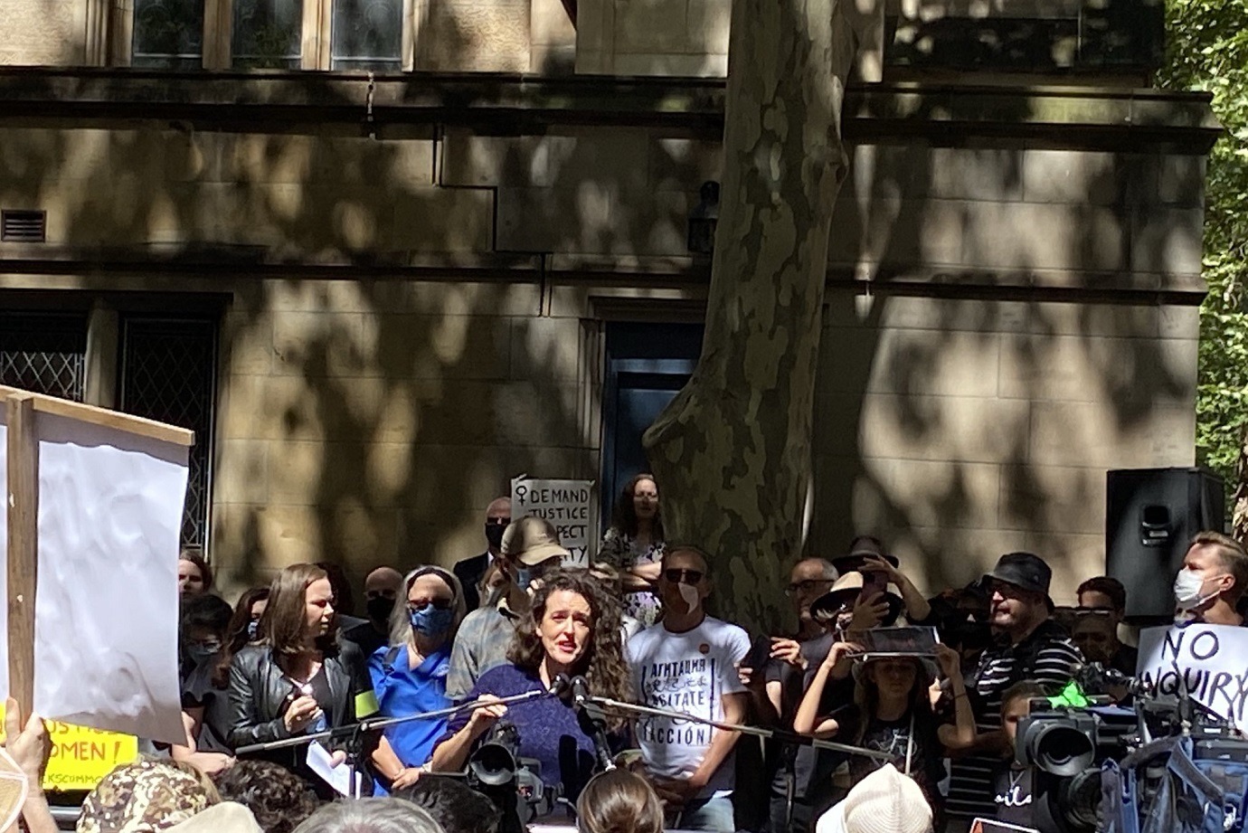 'Who here is angry?': Jess Hill delivers rousing speech