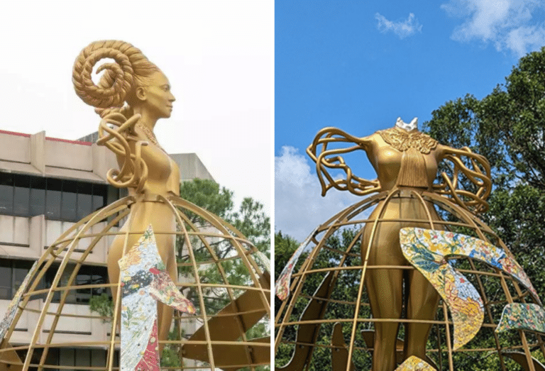 A golden statue celebrating women in Houston was decapitated. The ...